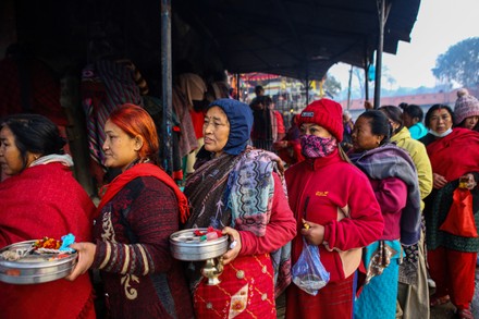 Hindu Devotees Stand Bank Hanumante River Editorial Stock Photo - Stock ...