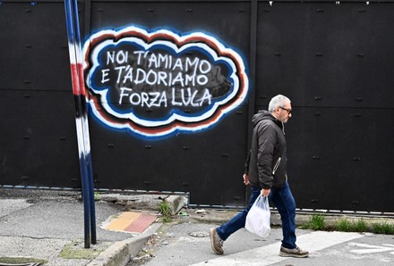 Pedestrian Walks By Graffiti Reading We Editorial Stock Photo - Stock ...