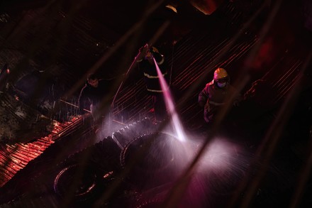Firefighters Trying Douse Fire Premises Petrol Editorial Stock Photo ...