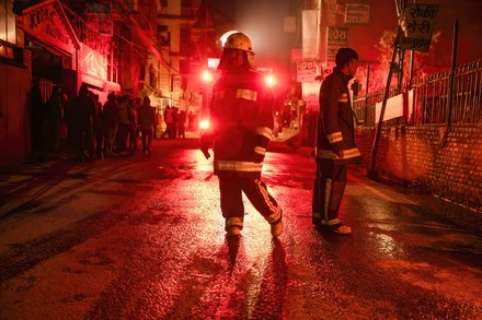 Firefighters Trying Douse Fire Premises Petrol Editorial Stock Photo ...