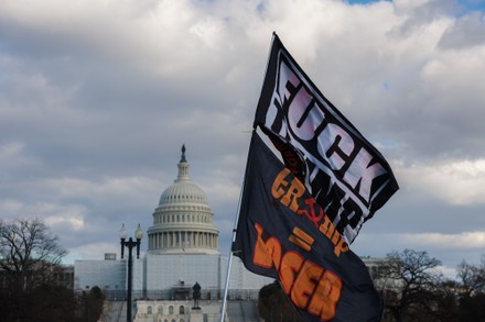 Counterprotestor Holds Flags During Restore Republic Editorial Stock ...