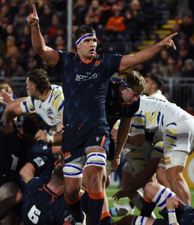 Sam Skinner Edinburgh Rugby Lock Celebrates Editorial Stock Photo ...