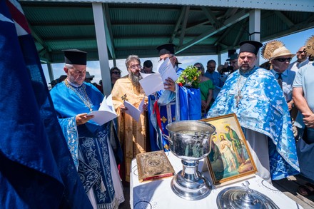 Greek Orthodox Clergy Perform Blessing Waters Editorial Stock Photo ...