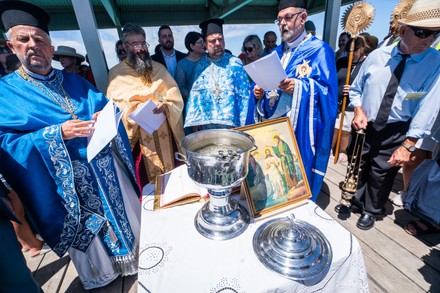 Greek Orthodox Clergy Perform Blessing Waters Editorial Stock Photo ...
