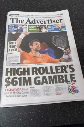 Front Page Advertiser Adelaide Tabloid Featuring Editorial Stock Photo ...