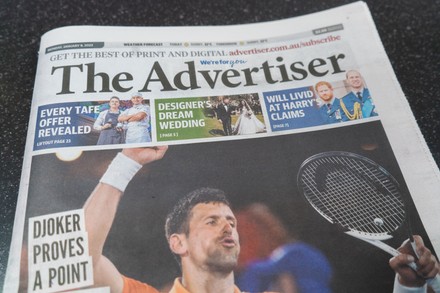 Front Page Advertiser Adelaide Tabloid Featuring Editorial Stock Photo ...