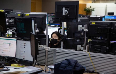 South Korean Dealer Works Front Monitors Editorial Stock Photo - Stock ...