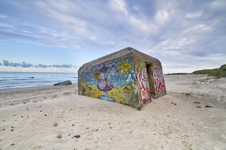 Beautiful White Sandy Beach Bunker Graffiti Editorial Stock Photo ...