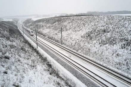Rapid German Ice Train Travelling Through Editorial Stock Photo - Stock ...