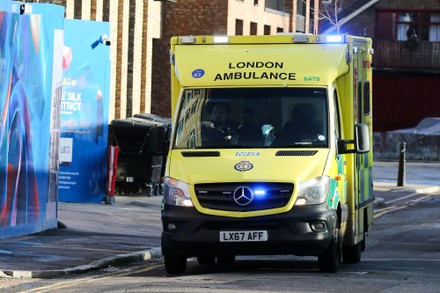 Ambulance Flashing Blue Lights Arrives Royal Editorial Stock Photo ...