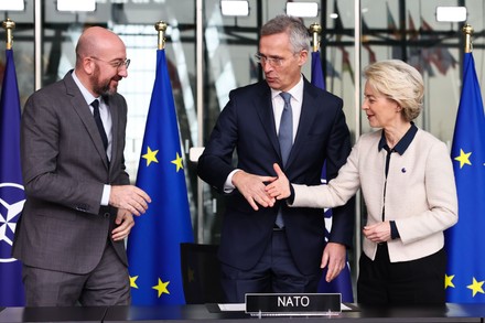 Nato Banners Start Signing Ceremony Joint Editorial Stock Photo - Stock ...