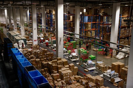 Jd Logistics Warehouse During Governmentorganized Media Editorial Stock ...