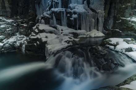 Long Exposure Shot Frozen Aharbal Waterfall Editorial Stock Photo ...