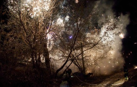 Fireworks Explode After Missile Hit Pyrotechnics Editorial Stock Photo ...