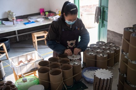 Employee Makes Fireworks Workshop Dayao Town Editorial Stock Photo ...