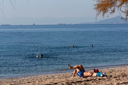 People Spend Time Beach Faliro Southern Editorial Stock Photo - Stock ...