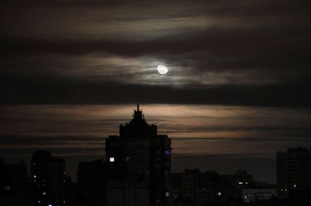 Moon Illuminates Residential Area Kyiv Ukraine Editorial Stock Photo ...