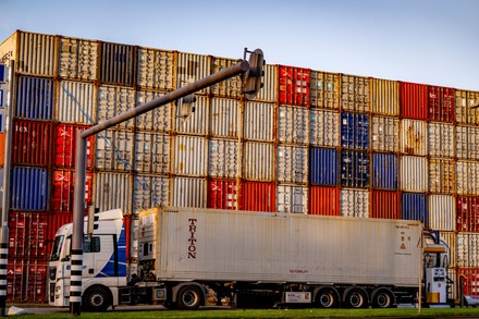 Container Storage Container Terminal Port Rotterdam Editorial Stock ...