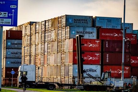 Container Storage Container Terminal Port Rotterdam Editorial Stock ...
