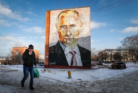 Man Walks Past Large Mural Depicting Editorial Stock Photo - Stock ...