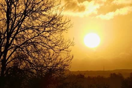 Day Sun Rises Over Countryside Editorial Stock Photo - Stock Image ...