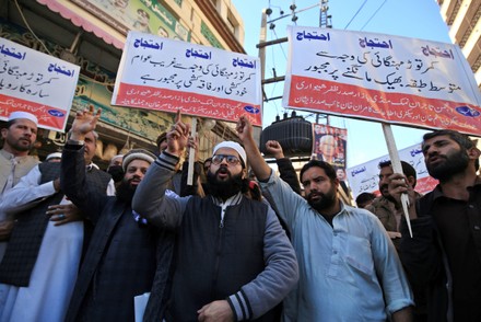 Pakistani Traders Hold Placards They Shout Editorial Stock Photo ...