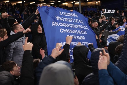 Everton Fans Hold Protest Banners After Editorial Stock Photo - Stock ...
