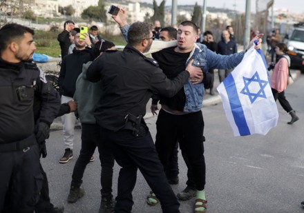 Israeli Settlers Hold Israeli Flags Palestinian Editorial Stock Photo ...