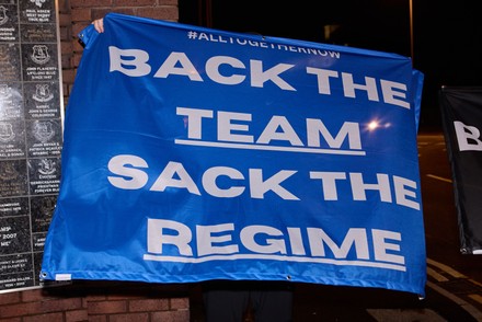 Everton Fans Protest Outside Goodison Park Editorial Stock Photo ...