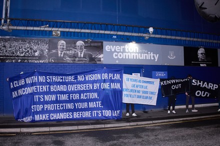 Everton Fans Protest Outside Goodison Park Editorial Stock Photo ...