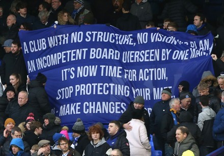 Everton Supporters Hold Banner Protest Ownership Editorial Stock Photo ...