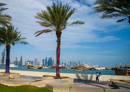 Two Women Walk On Corniche Doha Editorial Stock Photo - Stock Image ...