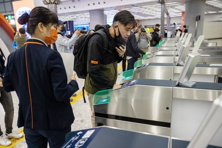 Passenger Goes Through Ticket Security Checks Editorial Stock Photo ...