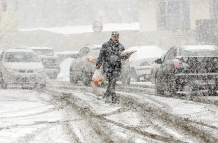 Man Walks During Heavy Snowfall Tehran Editorial Stock Photo - Stock ...