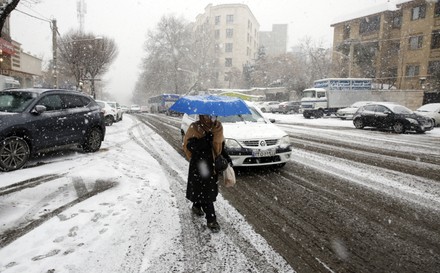 Woman Walks During Heavy Snowfall Tehran Editorial Stock Photo - Stock ...