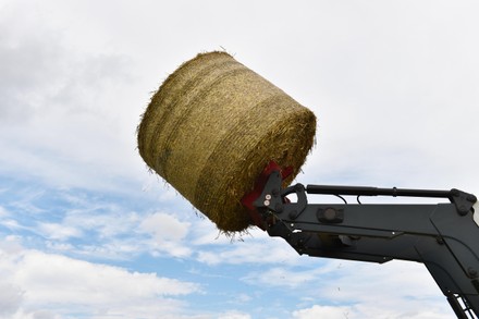 Tractor Bale Fork Stacking Round Bales Editorial Stock Photo - Stock ...