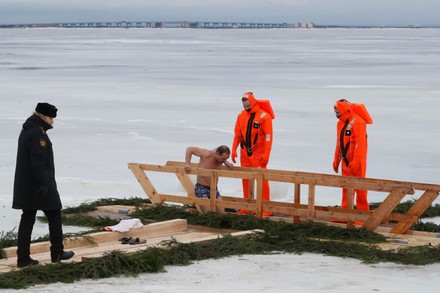 Russian Orthodox Believer Takes Dip Ice Editorial Stock Photo - Stock ...