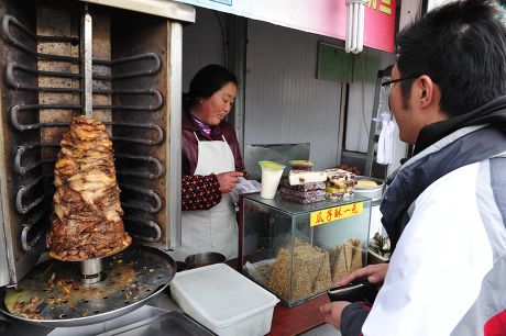 Meat On Chinese Food Stand Beijing Editorial Stock Photo - Stock Image ...