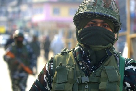 Indian Paramilitary Soldiers Patrol Street Srinagar Editorial Stock ...