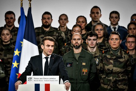French President Emmanuel Macron Delivers Speech Editorial Stock Photo ...
