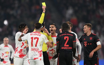 Munichs Dayot Upamecano Cr Receives Yellow Editorial Stock Photo ...