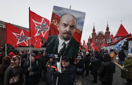 Russian Communists Wave Red Flags Hold Editorial Stock Photo - Stock ...