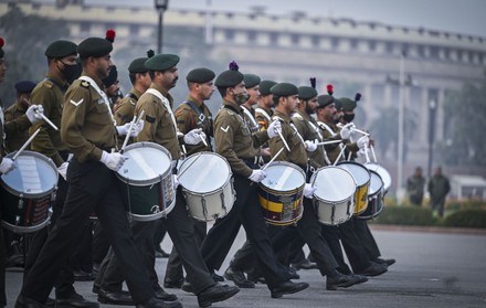 Indian Defence Triservice Personnel During Rehearsals Editorial Stock ...