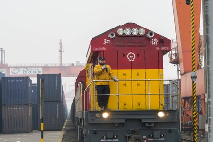Railsea Intermodal Freight Train Carrying Containers Editorial Stock ...