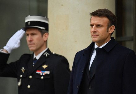 Frances President Emmanuel Macron German Chancellor Editorial Stock ...