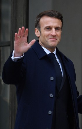 Frances President Emmanuel Macron German Chancellor Editorial Stock ...