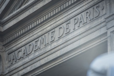 Paris Academy Sign Entrance Sorbonne On Editorial Stock Photo - Stock ...