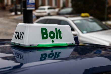 Bolt Taxi Sign Seen On Car Editorial Stock Photo - Stock Image ...