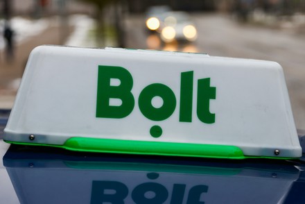 Bolt Taxi Sign Seen On Car Editorial Stock Photo - Stock Image ...