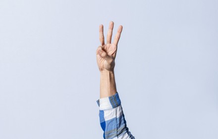 Hand Gesturing Letter W Sign Language Editorial Stock Photo - Stock ...